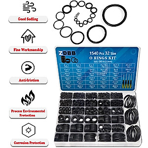 ZDBB 32 Size 1540 Pcs O Rings Assortment Kit Metric Nitrile Rubber Oring Set with 4 Pick for Automotive Faucet Pressure Washer Plumbing Air or Gas Repair OD 4mm-50mm