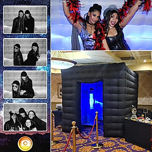 Inflatable Photo Booth, 8.2 x 8.2ft Portable 16 Colors LED Dimmable Shooting Photobooth Tent Enclosure Kit with 2 Doors and Inner Air Blower, Remote Controller, Carry Bag