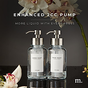 MaisoNovo Glass Foaming Soap Dispenser 14 Oz | Clear Glass Silver Pumps x 2