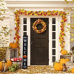 Welcome Sign for Front Porch Standing, Interchangeable welcome sign, 2 Sided Print, Welcome home sign, Farmhouse Welcome Porch Sign, Front Door Sign, Vertical Wall Decor, Welcome Sign, (55" Black)