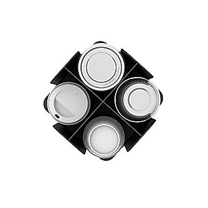 Mind Reader Cup and Lid Organizer Carousel, 4 Compartment, Black, 7.75 x 12 x 7.75