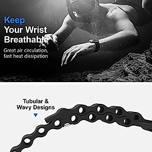 Astorgos Ocean Silicone Band Compatible with Apple Watch Band Ultra2 Ultra 49mm 45mm 44mm 42mm iWatch Series 9 8 7 SE2 SE 6 5 4 3 2 1,Adjustable Band Breathable Replacement Strap for Women Men,Black