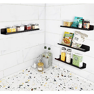 Floating Shelves Set of 2 for Bathroom, 15.7 x 4.7 inch, Wall Mounted Floating Tray,Narrow Counter Organizer Shelf, Self Adhesive Shower Shelves for Bathroom, Laundry Room,Kitchen, Farmhouse, RV