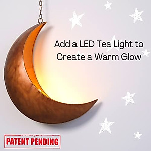 Oakadoaks Hanging Moon Planter for Moon Room Decor Great for Succulents,Air Plant,Mini Cactus,Faux,Artificial Plants-12” Boho Rustic Metal Planters,Gifts for Women,Birthdays,Nursery