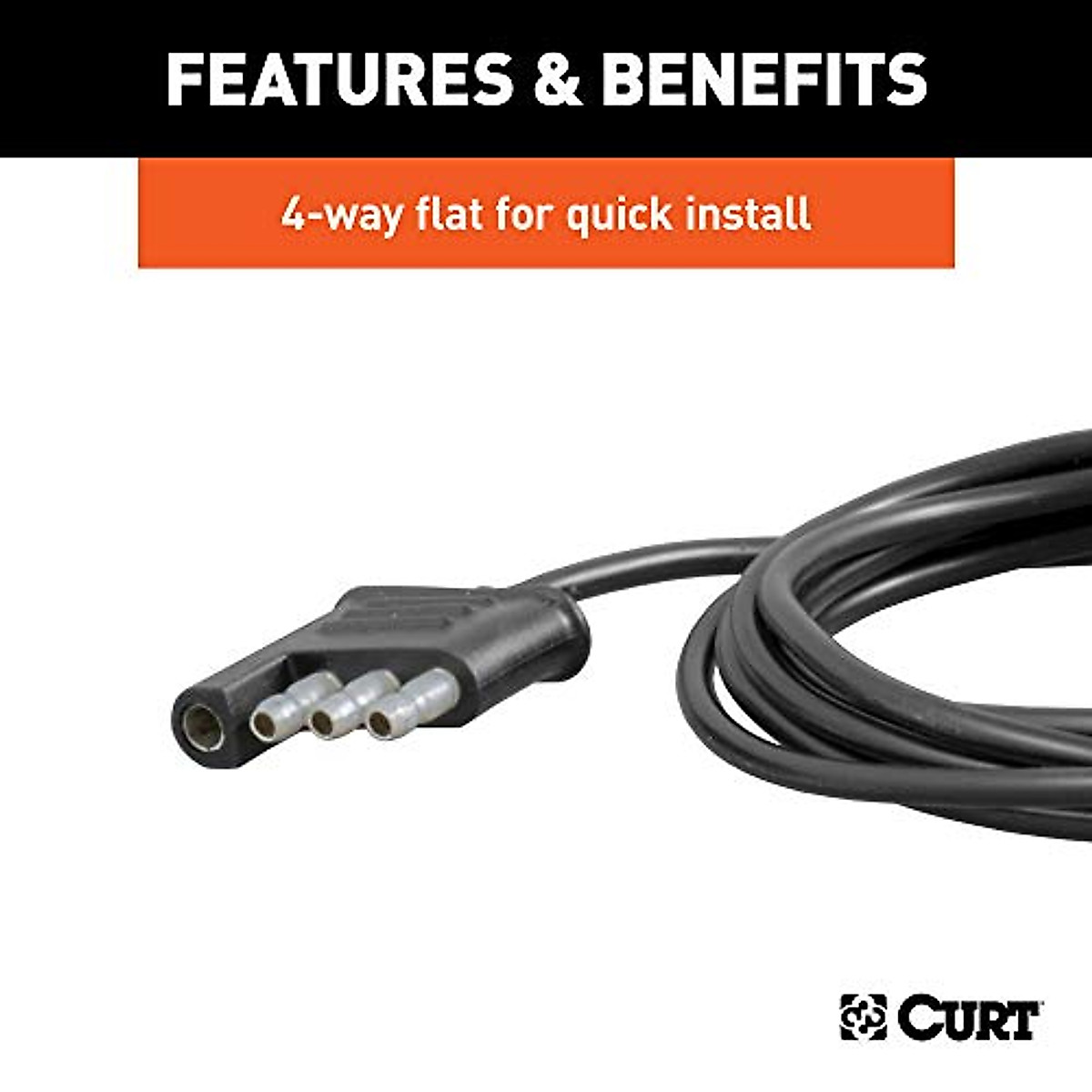 CURT 53201 Auxiliary Automotive LED Light Strips for Hitch Cargo Carrier, Bike Rack, 2-Pack, red