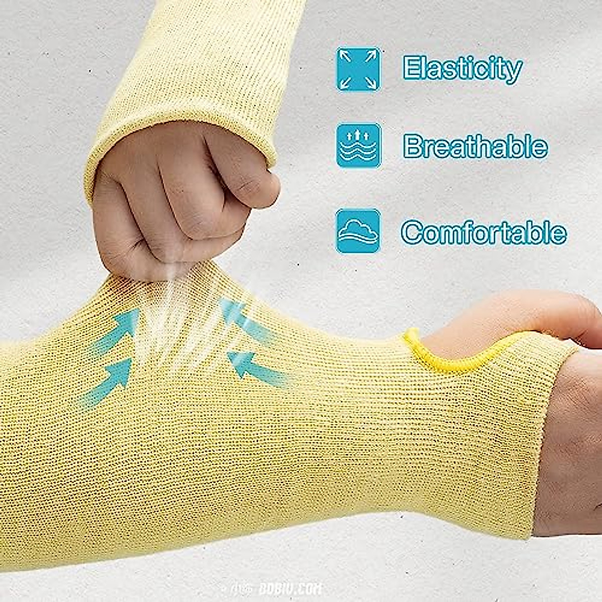 Schwer 18 inch Aramid Protective Arm Sleeves, ANSI Level A2 Cut Resistant Sleeves with Thumb Hole, Double Layer Heat Resistant Sleeves, Moisture Wicking, Super Soft, 1 Pair