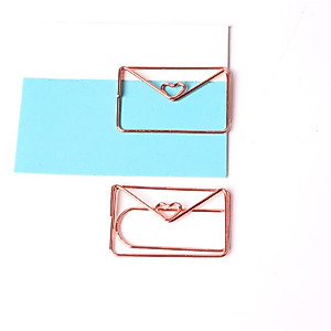 seOSTO 100 Pcs Envelope Paper Clips, Cute Bookmark Marker Clips, Rose Gold Paper Clips for Office School Home