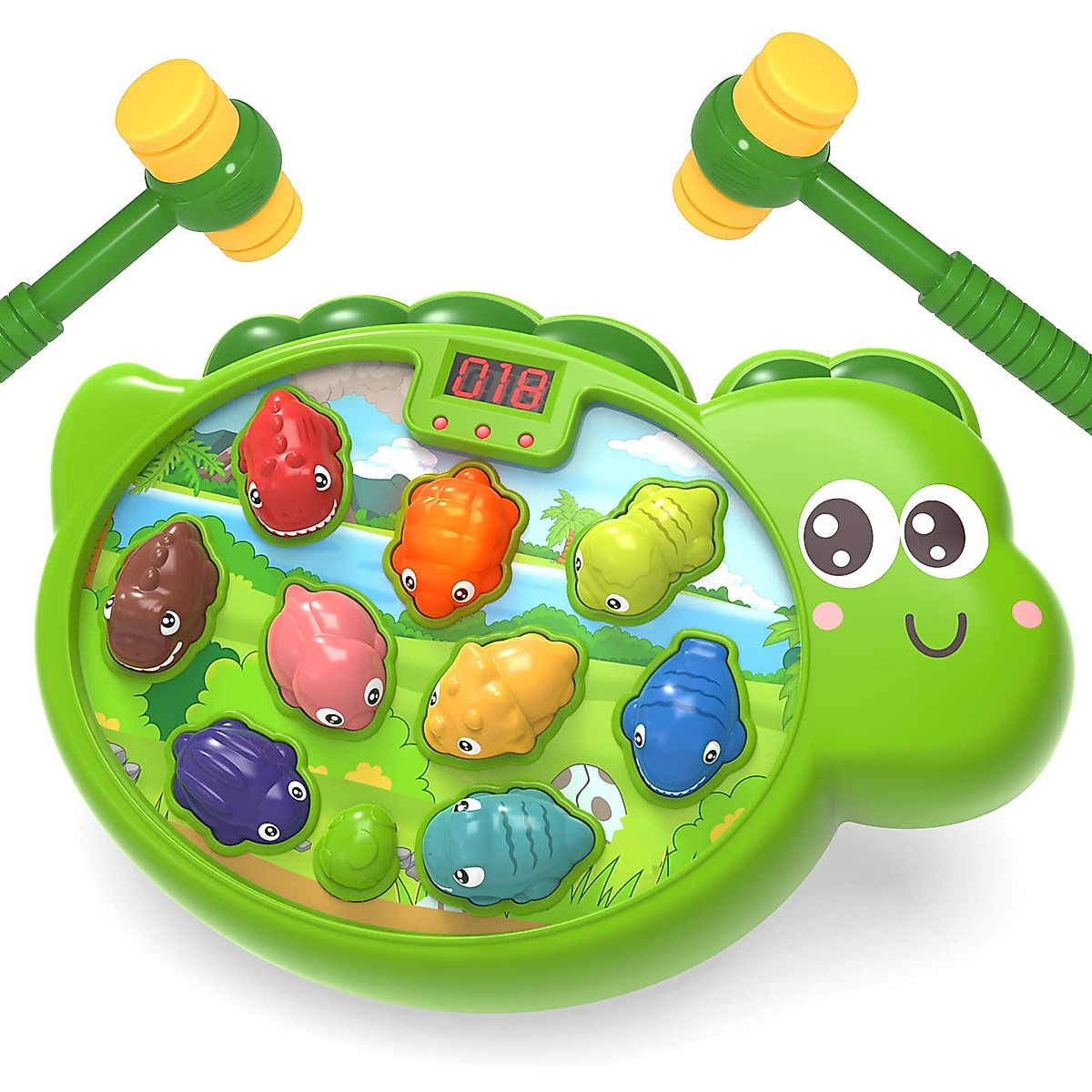 NETNEW Whack A Mole/Dinosaur Game Toys for 2 3 4 5 6 7 8 Years Old Boy Toddler Toys 3 Modes, 30 Levels each Music and Light up Age 2-8 Early Learning Active Developmental Toy Birthday Gift for Toddler
