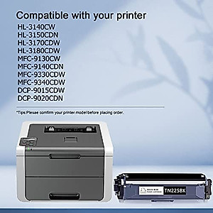 HUIAYA 5 Pack Compatible (2BK+1C+1M+1Y) Color TN225BK TN225C TN225Y TN225M Toner Cartridge Replacement for Brother Pro HL-3140CW HL-3180CDW MFC-9130CW Printer
