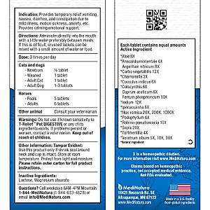 T-Relief Pet Digestive Complete GI Relief for Dog & Cat Soothing Aloe + 13 Natural Homeopathic Actives Help Calm Nausea & Diarrhea from Mild Illness Food Stress or Motion Sickness - 90 Tablets