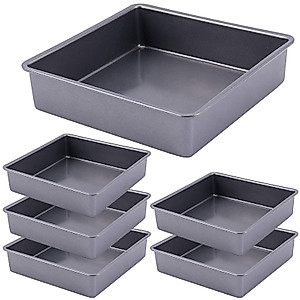 ZOENHOU 6 Set 8 Inch Baking Pan Square Cake Pan, Nonstick Bakeware Brownie Baking Pan, Carbon Steel Toaster Oven Square Sheet Pan