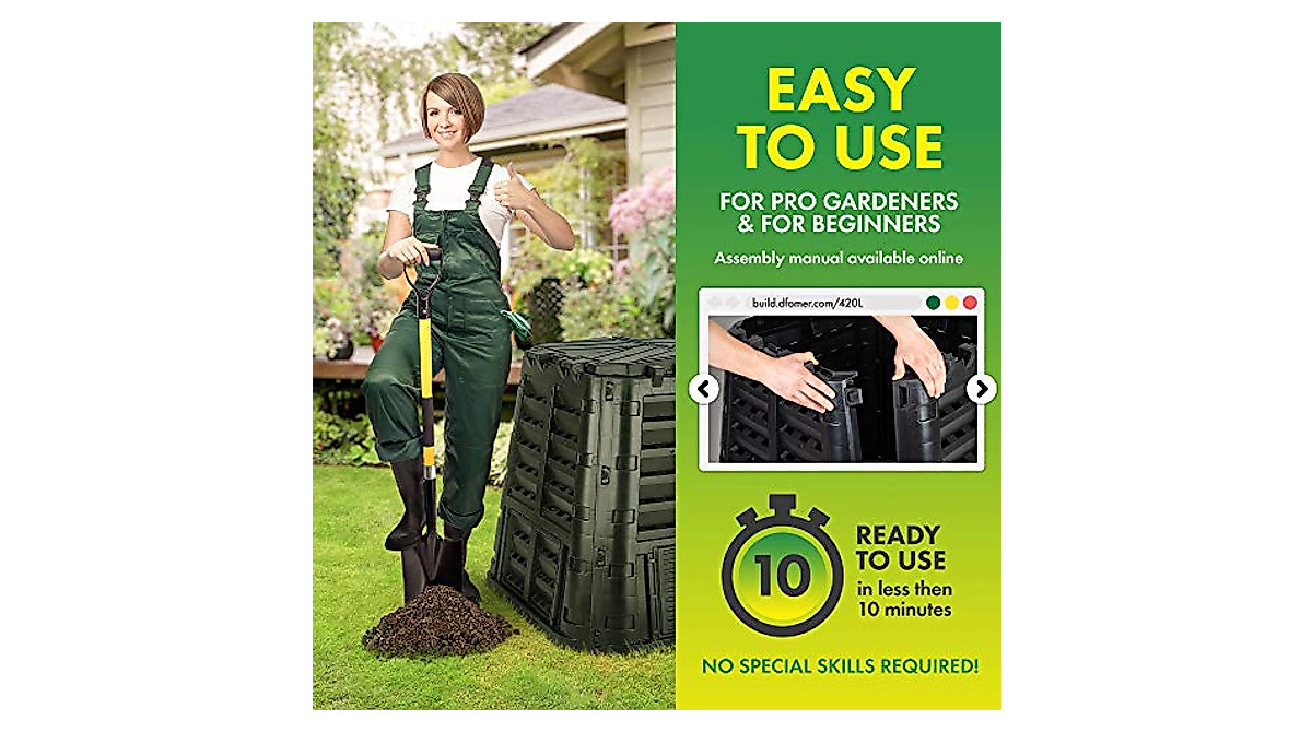 Large Recycled Plastic Compost Bin – 110 Gallons for Fertile Soil