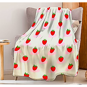 YRAQLVU Strawberry Throw Blanket for Couch Cute Baby Blanket Strawberry Decor, Warm Fleece Flannel Strawberry Blanket for Unisex Adult Boy Girl Pink Blanket Ultra-Soft Cozy Blanket, 40x50 Inches
