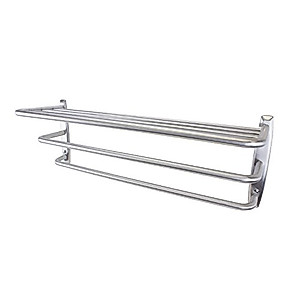FPL Oversized 28 Inch Stainless Steel Hotel Towel Rack & Shelf in Brushed Stainless Steel Finish