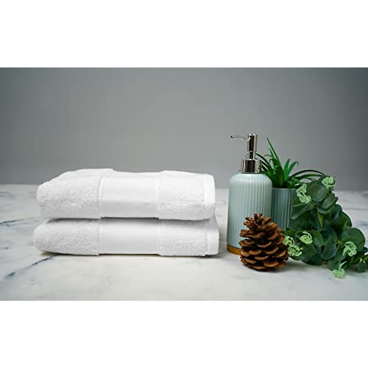 GT Globaltex Fine Linens 0 Turkish Cotton Premium White Hand Towels Soft and Super Absorbent Hand Towel, Ultra Soft, 600 GSM 16" x 30"Inc (2 Pieces)