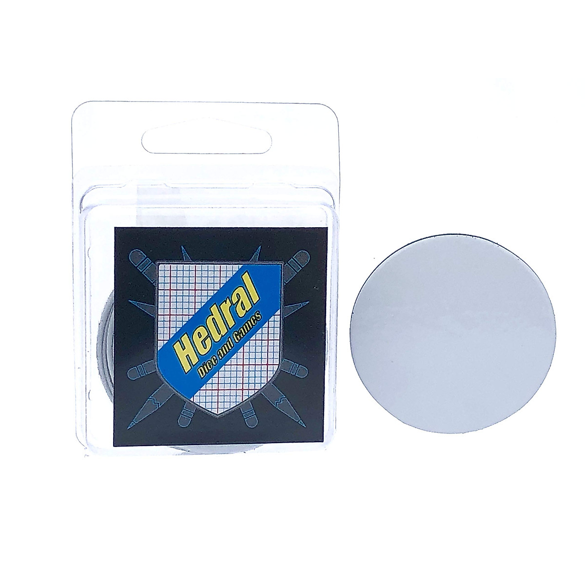 Hedral Value Pack of 10 - Dry Erase - Reusable - Blank 2" Circle Board Game Tiles Markers DIY D&D