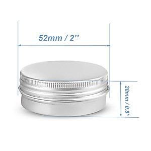 Round Silver Aluminum Metal Tin Storage Jar Containers with Secure Screw Top Lids for Cosmetic, Lip Balm,Salves, Candles,Skin Care and tea, 24pcs