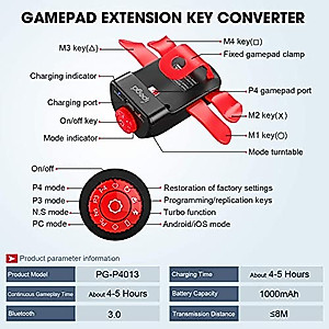 UeeVii PS4 Controller Paddles,PS4 Gamepad Converter Bluetooth Key Extender Wireless 3.0 Micro USB Port, Back Button Attachment/TURBO Burst Function/Customization Mapping Buttons