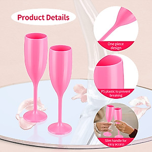 XUWAIDSGN Champagne Flute Acrylic Champagne Glasses Wedding Toasting Champagne Flute Goblet Plastic Reusable Unbreakable Champagne Cups for Bachelorette Wedding Bridal Shower Party (Pink, 10)