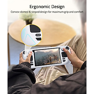 Syntech Protective Case Compatible with Steam Deck Accessories Console OLED/LCD, All-Round Protection with Non-Slip Thumb Grips, Silicone Cover for Enhanced Fit and Alignment-Grayish White