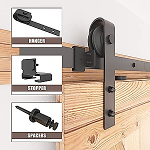 Dondelight Barn Door Hardware Kit 8FT, Sliding Door Track Hardware Set for Interior & Exterior Doors