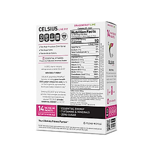 CELSIUS® On-the-Go Powder Sticks Dragonfruit Lime, Essential Energy 2.8 Oz (14 Sticks per Pack)