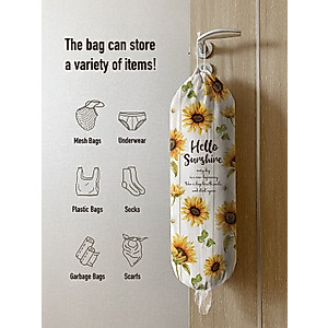 Hglian Grocery Plastic Bag Holder and Dispenser Wall Mount Plastic Bags Organizer，Garbage Shopping Trash bags Storage Carrier, Cute Sunflower Home Kitchen Decor,Gifts for Mom Wife Grandma