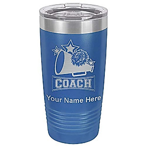 LaserGram 20oz Vacuum Insulated Tumbler Mug, Cheerleading Coach, Personalized Engraving Included (Dark Blue)