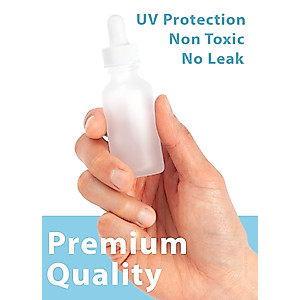 JUVITUS 1 oz Frosted Clear Glass Boston Round Bottle with White Dropper (24 pack) + Funnel