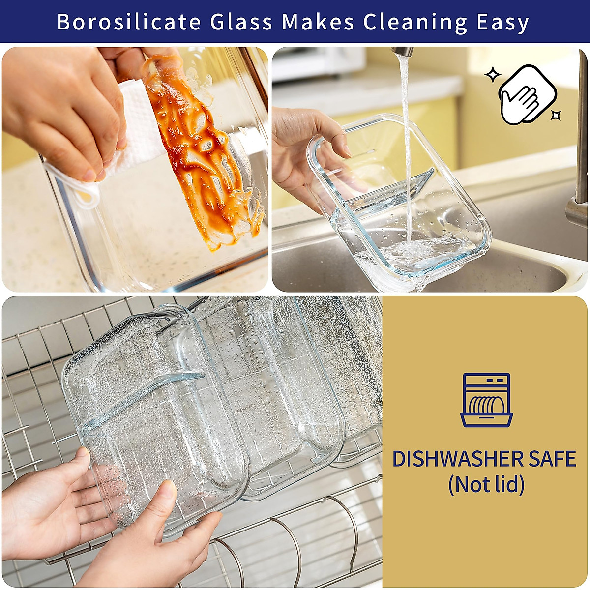 MFY 5-Pack 36 OZ Glass Storage Containers with Lids, Glass Meal Prep Containers 2 Compartment Set, Airtight Glass Lunch Containers with Lids, Microwave, Oven, Freezer and Dishwasher Safe, Gray