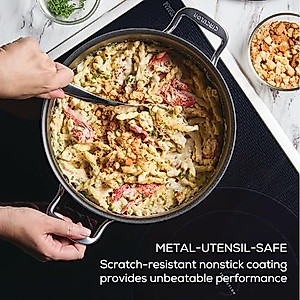 Circulon C1 Series Clad Stainless Steel with ScratchDefense Technology Cookware Nonstick Induction Stockpot with Lid, Metal Utensil Safe, 8 Quart - Polished Stainless Steel