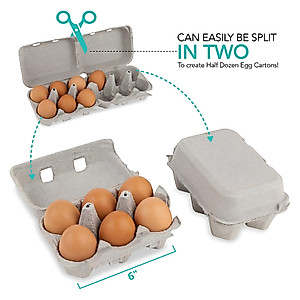 Stock Your Home Split Apart Egg Cartons (15 Pack) - One Dozen Egg Cartons - Splits in Half Dozen Egg Cartons - Holds 180 Total Eggs - Eco-Friendly Egg Containers - 30 Labels for Writing Sell by Date