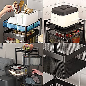 kunghei 31" Rotating Kitchen Storage Rack Organization Shelf Floor Living Room Multi-Layer Movable Fruit Vegetable Storage Rack Snack Stand Household Shelf Metal Unit Bathroom Toilet Organizer