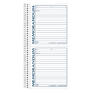 TOPS Memorandum Forms Book, 2-Part, Carbonless, 2 Memos per Page, 100 Sets per Book (4150)