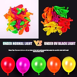 RUBFAC Neon Balloons, Glow in the Dark Party Supplies, 160pcs, 12 Inches, 5 Colors, Glow Balloons, Fluorescent Latex Neon Balloons, Birthday, Wedding Supplies