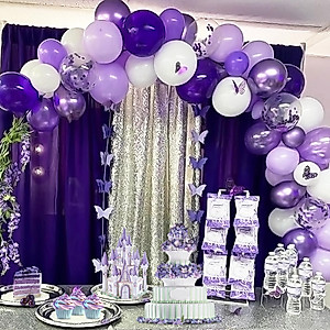 Purple Balloons Set, 60 Pieces 12 Inches Metallic Chrome Purple Balloons Lavender Lilac Balloons Dark Purple Confetti Balloons for Halloween Party Decorations Birthday Bridal Shower
