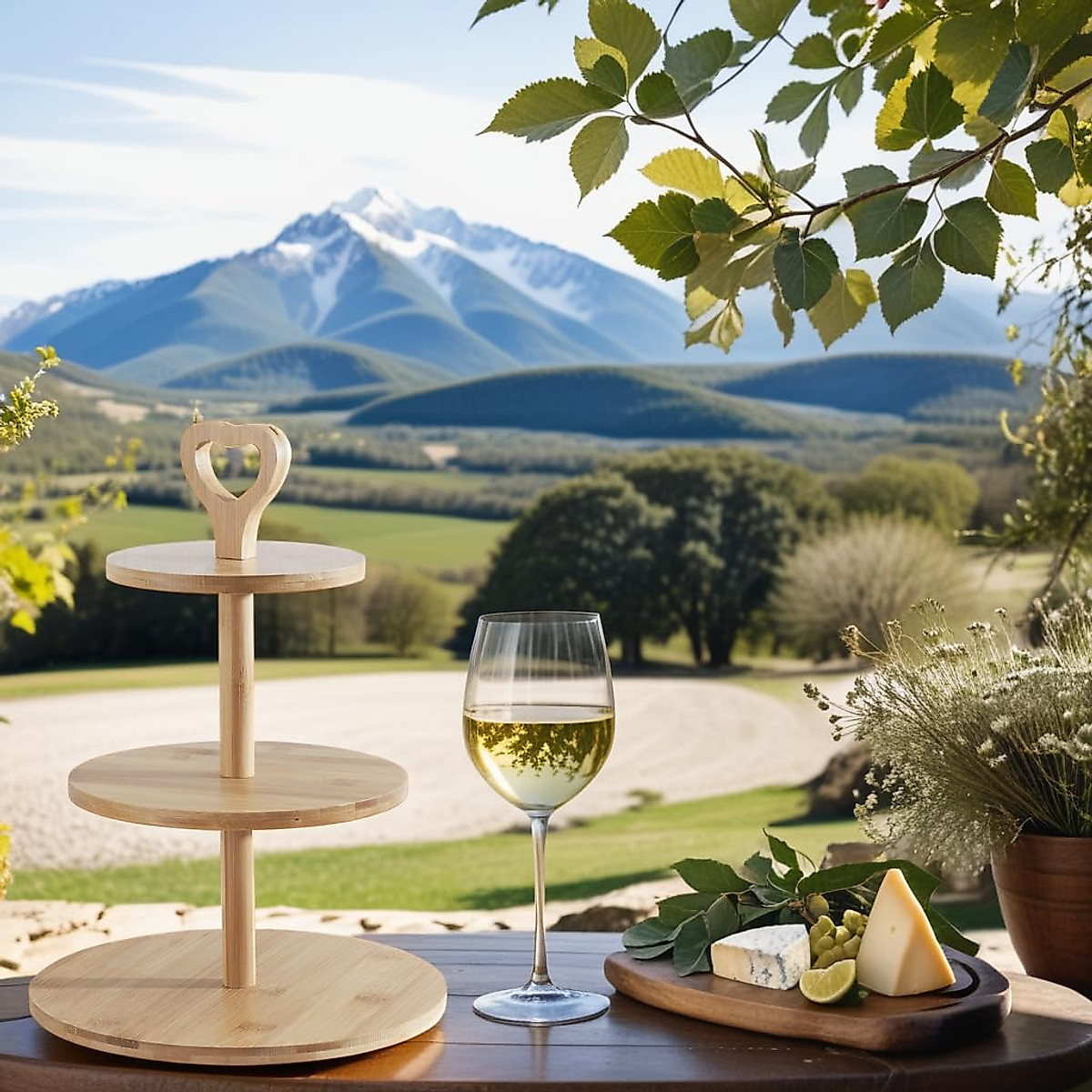 Fall Tiered Tray Stand, Cupcake Stand 3 Tier Serving Platters and Trays, Desert Display w/Cute Heart Topper, for Catering Supplies, Seasonal Fall Decor, Housewarming, Birthday, Wedding, Party