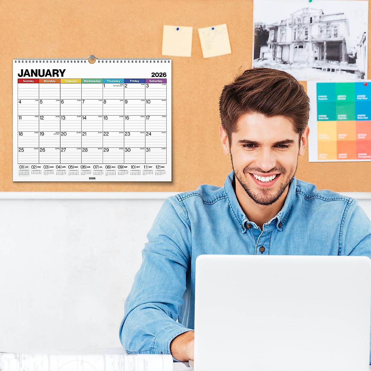 Dunwell 12x15 Wall Calendar 2023 2024 - (Colorful) Use to June 2024, Large 2023-24 Wall Calendar, Lined Monthly Calendar, 12 x 15 Hanging Calendar for Home or Office