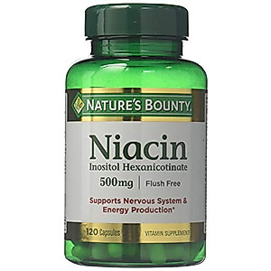 Nature's Bounty Flush Free Niacin 500 Mg, 240 Capsules (2 X 120 Count Bottles)