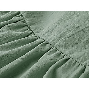 LYXIOF Toddler Baby Girl Cotton Linen Summer Dress Ruffle Sleeve Back Bowknot Kids Beach Dresses Green 90CM