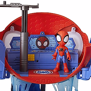 Spidey and His Amazing Friends Marvel Web-Quarters Playset with Lights and Sounds, Includes Spidey Action Figure and Toy Car, for Kids Ages 3 and Up,F1461