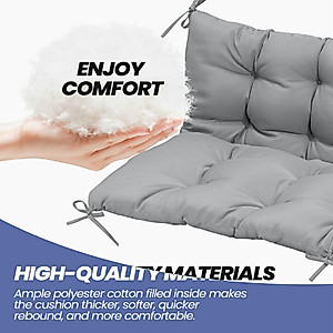 Crestlive Products Outdoor Porch Swing Cushion 60 Inch, Thicker 5" 2-3 Seater Waterproof Outdoor Furniture Cushion Replacement with Fixed Straps for Patio, Lawn, Outdoor, Backyard, Garden