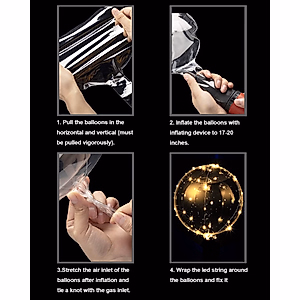 LED Balloons Light Up Balloons - 10 Pack Glow in the Dark Balloons, 20 Inch Clear Bobo Balloons with Lights, Bubble Balloons with String Lights, Helium Glowing Balloons for Party