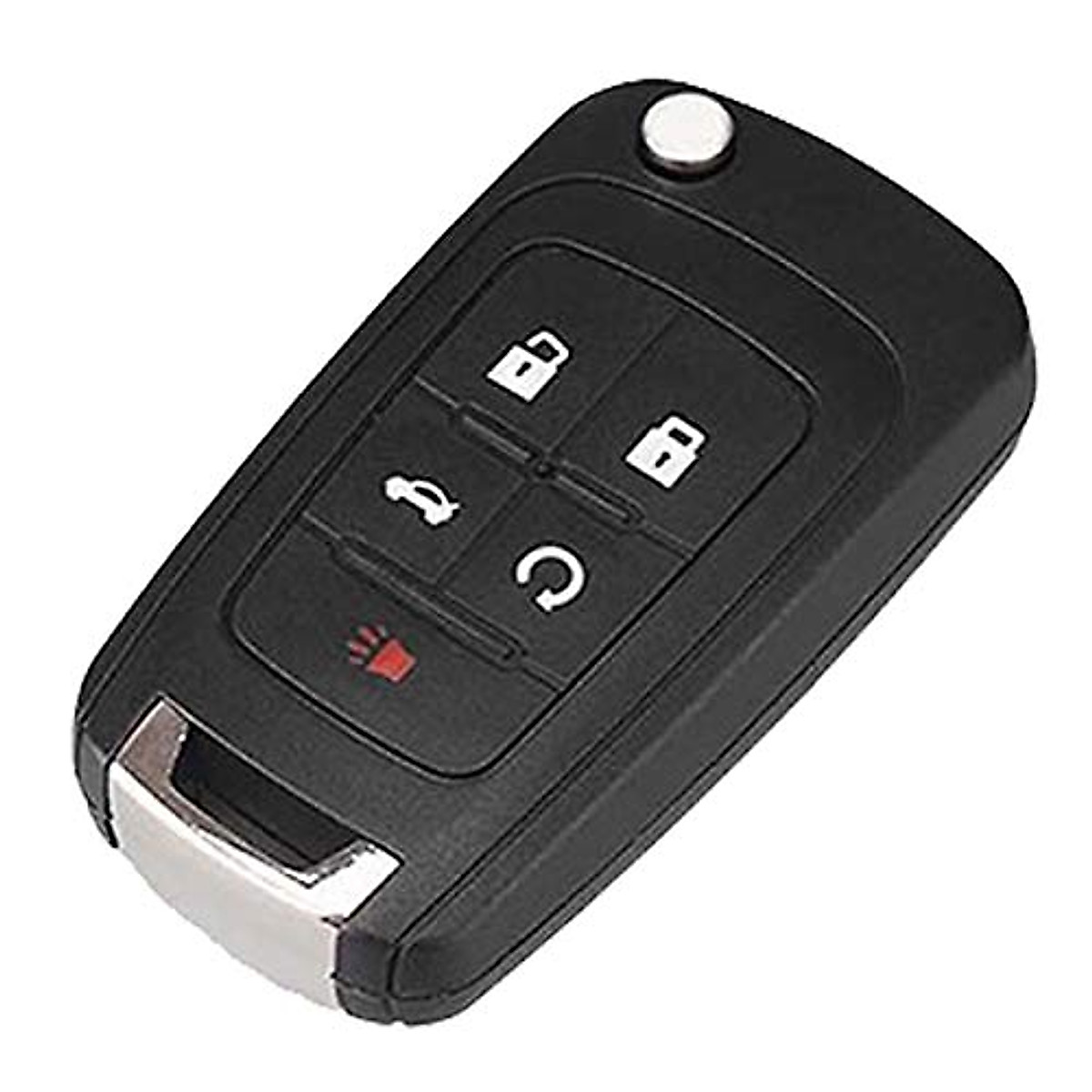 Flip Folding Replacement Key Fob Case Shell Fit for Chevy Camaro Cruze Equinox Impala Malibu Sonic Keyless Entry Remote Control Car Key Fob Cover (5 Buttons, Black)