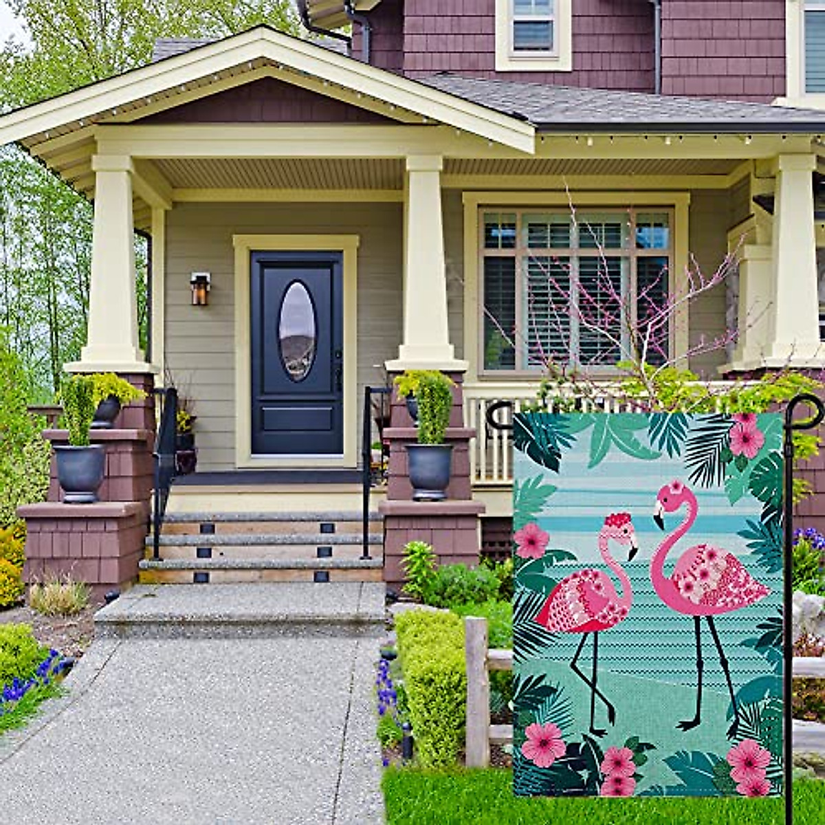 Summer Garden Flag Flamingo Welcome 12.5 x 18 Inch Vertical Double Sided Yard Outdoor Decoration