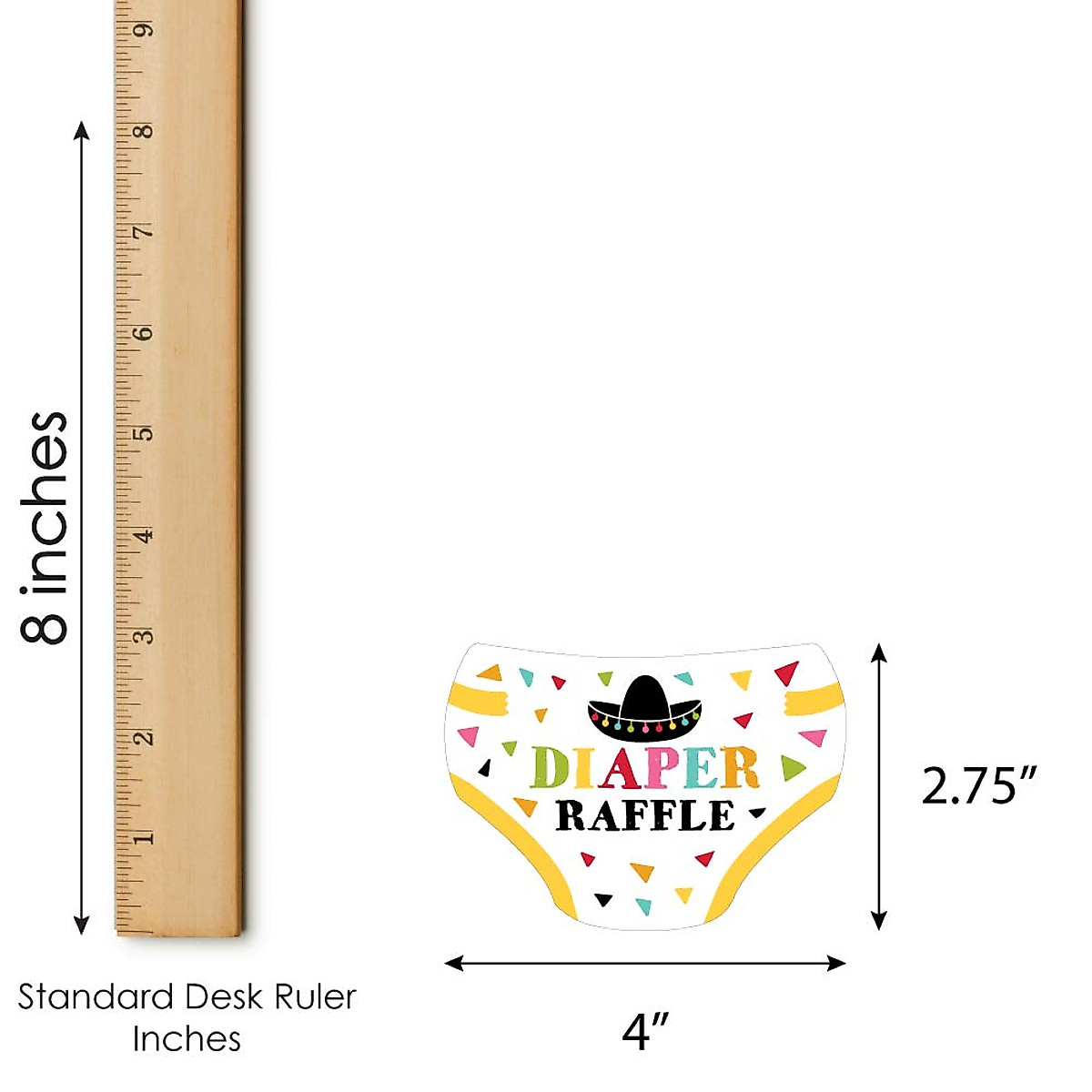 Big Dot of Happiness Let's Fiesta - Diaper Shaped Raffle Ticket Inserts - Mexican Fiesta Baby Shower Activities - Diaper Raffle Game - Set of 24