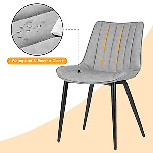 AVAWING Dining Chairs Set of 4, Mid Century Modern Dining Chairs, Faux Leather Upholstered Chair with Metal Legs, Armless Leisure Kitchen & Dining Room Chairs, Grey
