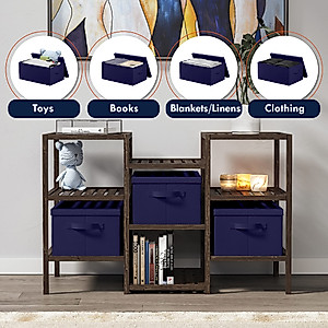 Ornavo Home 3 Pack Collapsible Storage Bins with Lid, Foldable Fabric Shelf Storage Basket Closet Organizer and Large Storage Box for Clothes with Handles, 16.5 x 11.5 x 7.5, Beige