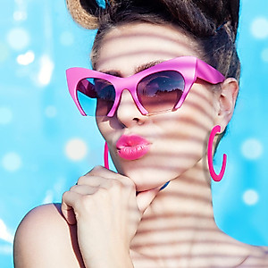 4 Pairs Acrylic Neon 80s Earrings Women Retro Colorful Hoop Earrings Candy Color Lightweight Hoop Earrings for 80s Party Costume Accessory