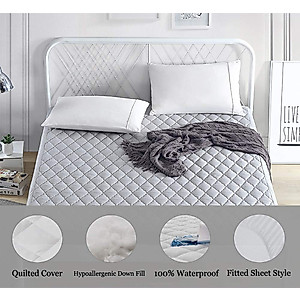 Ricka Waterproof Quilted Fitted Mattress Pad Fleece Mattress Cover Protector Mattress Topper Stretches up to 12 Inches Deep Coffee 46"x78" Inch